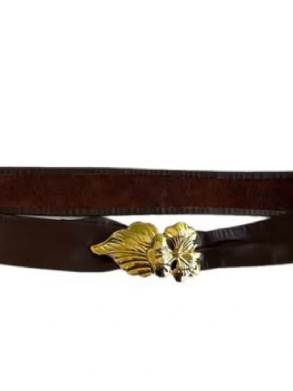 Accessories | Vintage 198s Interchangeable Gold Floral Buckle Brown ...